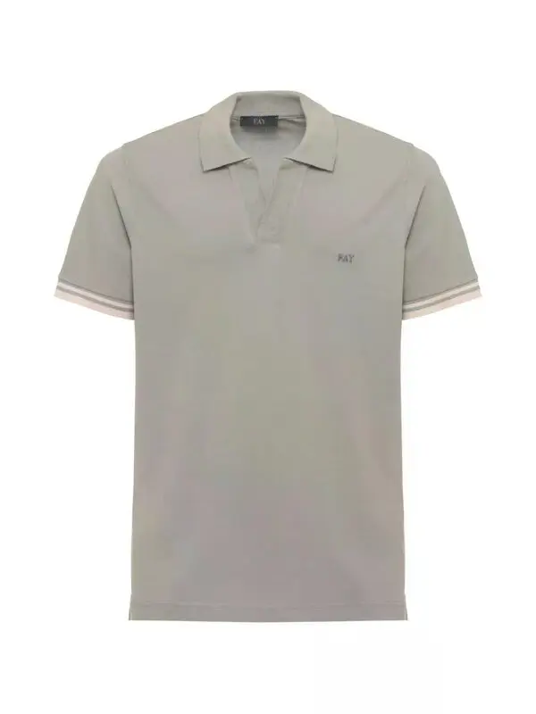 FAY Logo-embroidered Striped-trim Polo Shirt