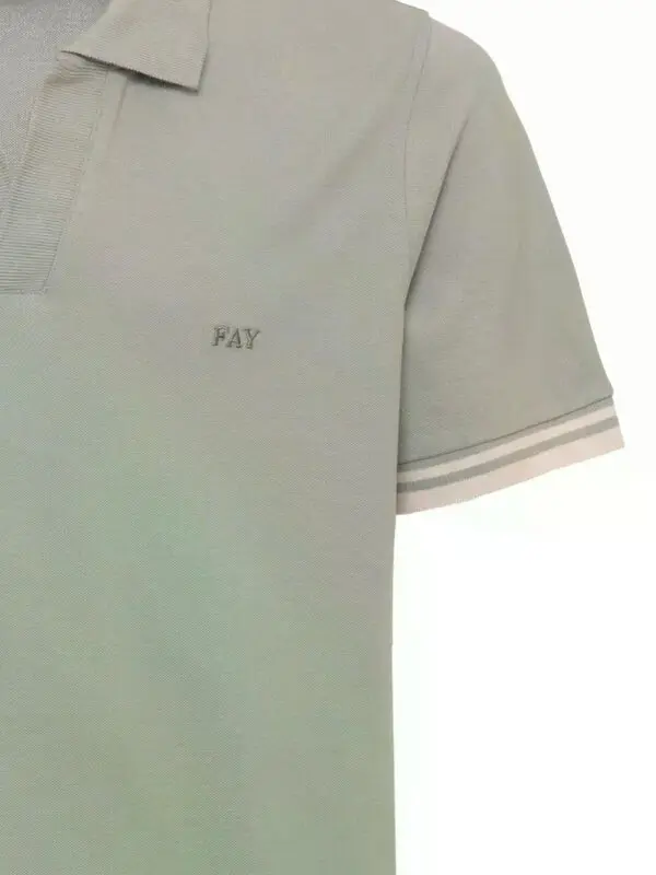 FAY Logo-embroidered Striped-trim Polo Shirt