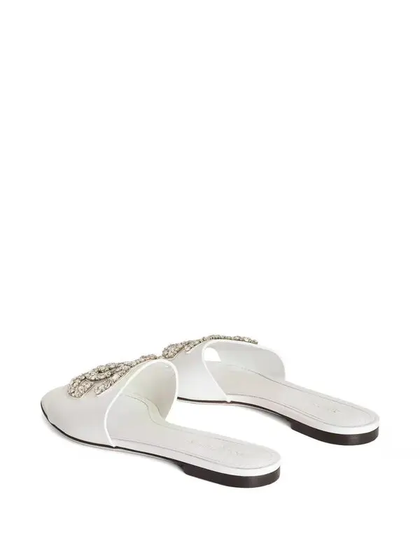 Dolce & Gabbana Embroidered Calfskin Flat Slides
