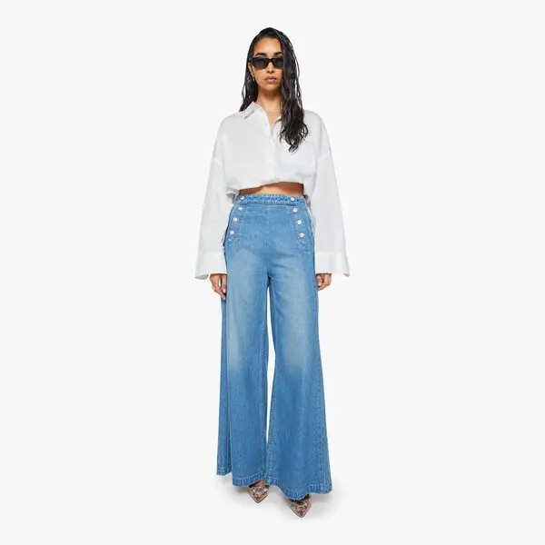 MOTHER Snacks! The Sugar Cone Sailor Sneak Secret Ingredient" High-waisted Wide-leg Jeans