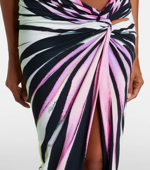 Roberto Cavalli Gathered Printed Midi Skirt