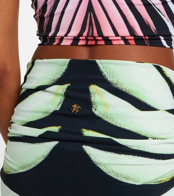 Roberto Cavalli Gathered Printed Midi Skirt
