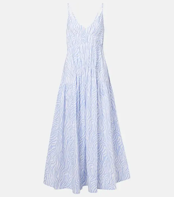 Proenza Schouler Michelyn Printed Cotton-blend Maxi Dress - Blue