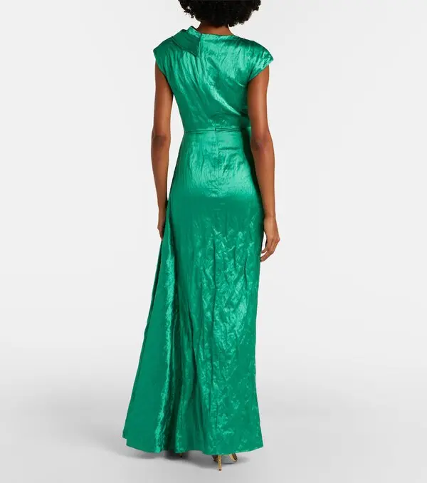 Erdem Draped Embellished Satin Gown