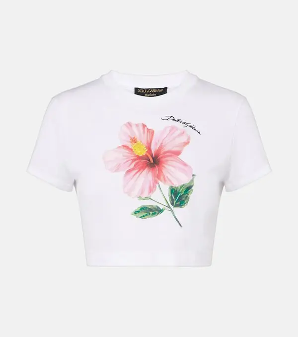 Dolce & Gabbana Floral Cotton Cropped Top - White