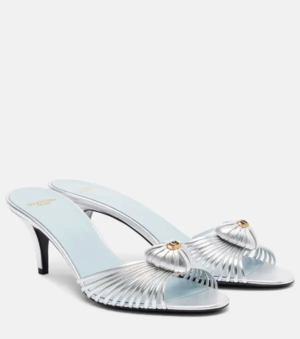 Valentino Garavani Cour Royal Metallic Leather Mules