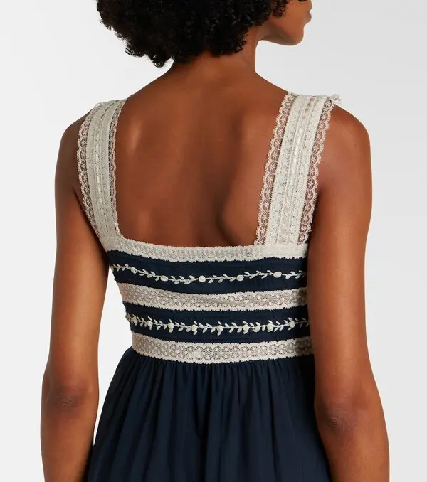 Rixo Malie Embroidered Midi Dress - Blue