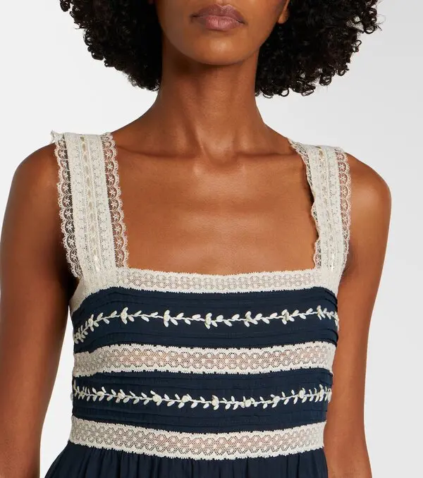 Rixo Malie Embroidered Midi Dress - Blue