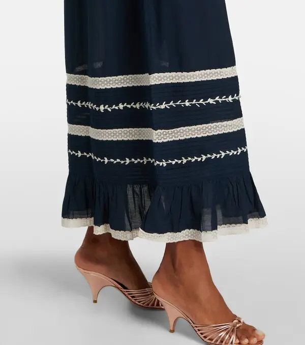 Rixo Malie Embroidered Midi Dress - Blue