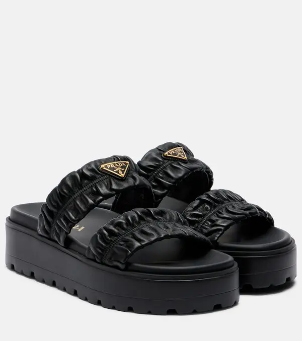 Prada Matelasse Leather Platform Sandals