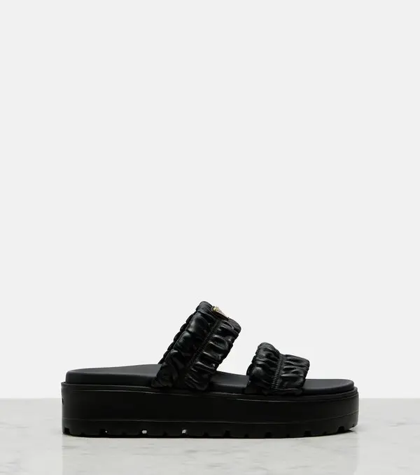 Prada Matelasse Leather Platform Sandals