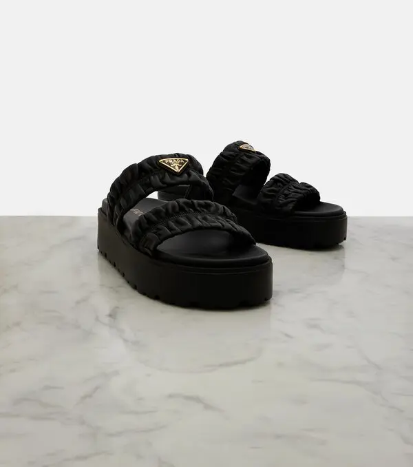 Prada Matelasse Leather Platform Sandals
