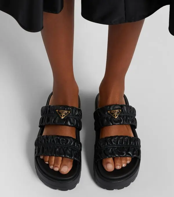 Prada Matelasse Leather Platform Sandals