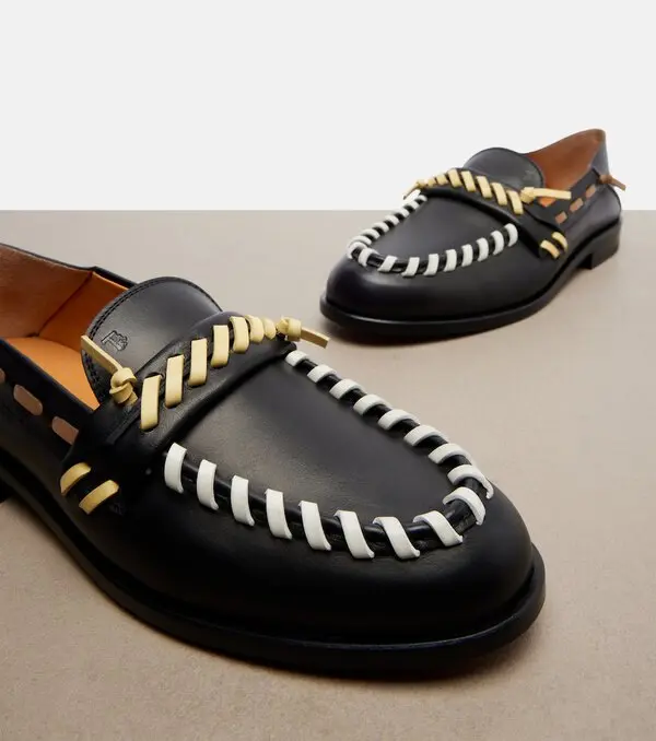 TOD'S Leather Loafers With Decorative Lacing