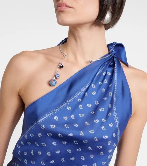 Christopher Esber Draped Silk Bandana Top - Blue