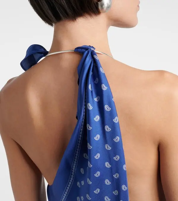 Christopher Esber Draped Silk Bandana Top - Blue