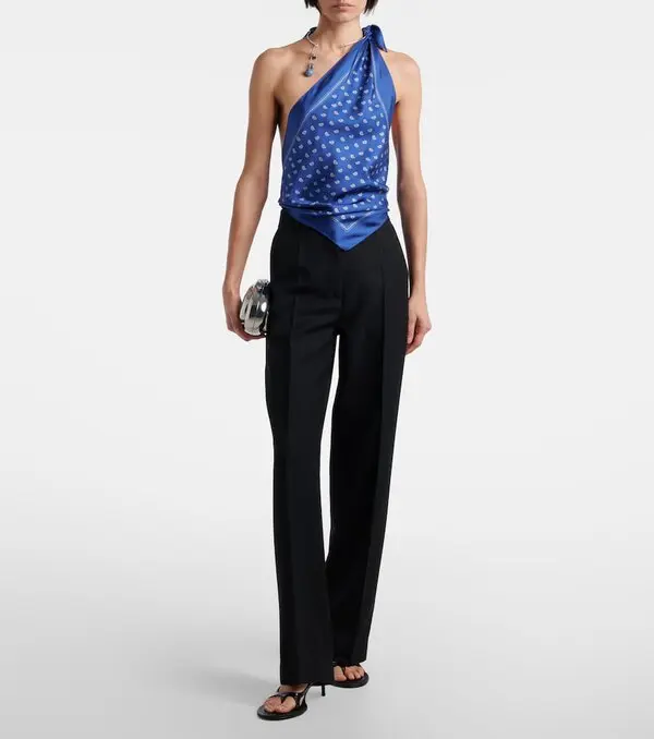 Christopher Esber Draped Silk Bandana Top - Blue