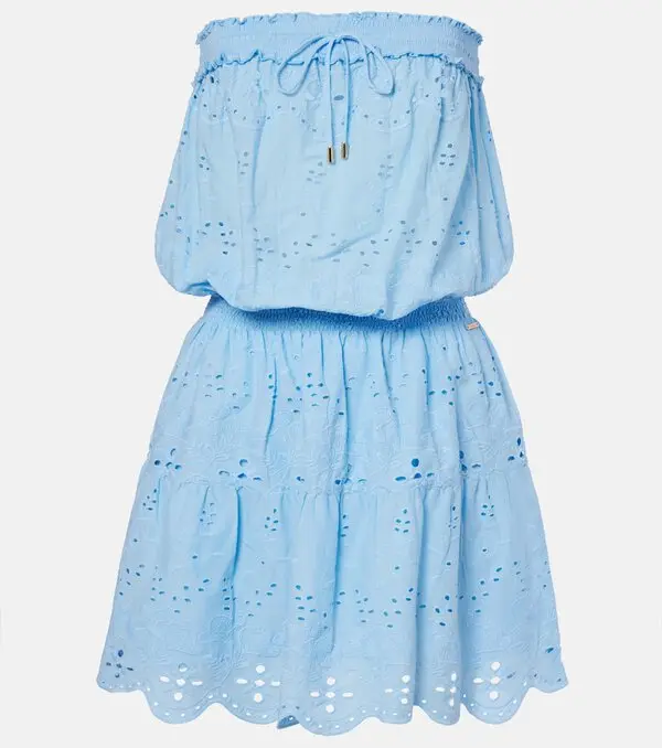 Melissa Odabash Colette Broderie Anglaise Cotton Minidress - Blue