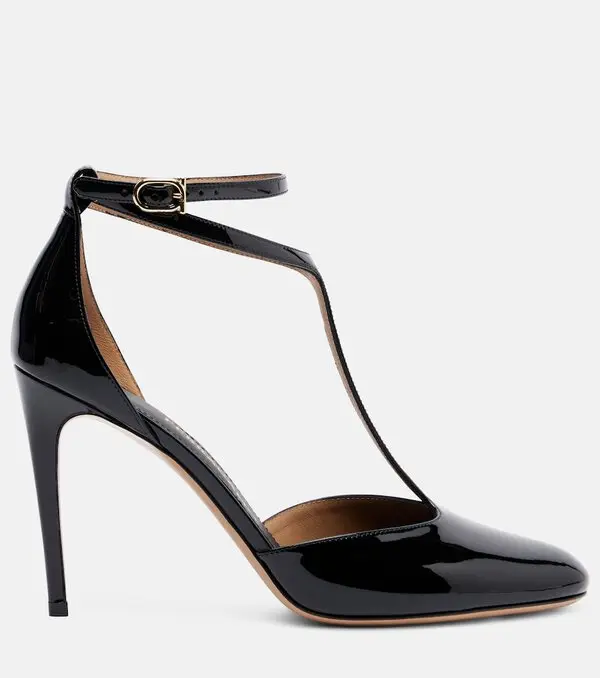 FERRAGAMO Patent Leather Pumps With Gold Buckle