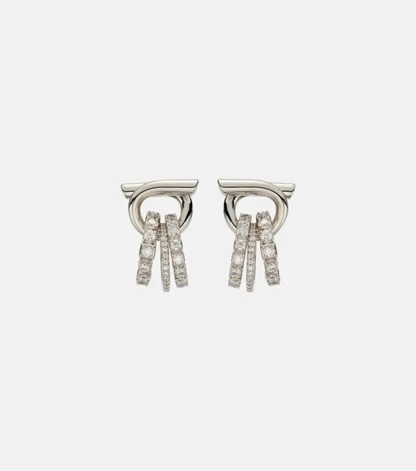 FERRAGAMO Gancini Crystal-embellished Earrings - Silver