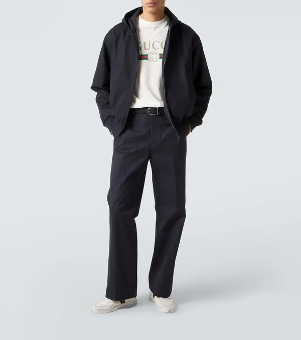Gucci Gg Jacquard Hooded Cotton Jacket