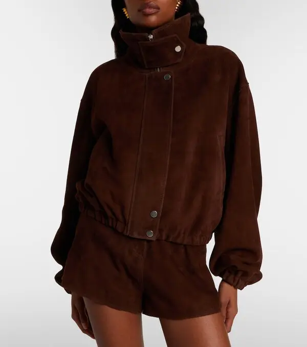 Nour Hammour Pia Suede Blouson Jacket - Brown