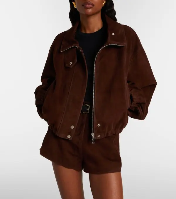 Nour Hammour Pia Suede Blouson Jacket - Brown