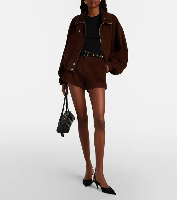 Nour Hammour Pia Suede Blouson Jacket - Brown