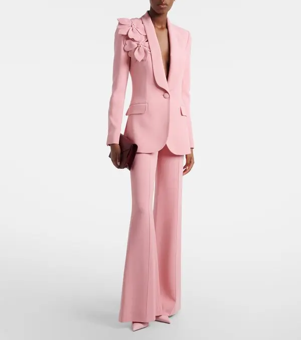 Elie Saab Floral-appliqué Cady Blazer