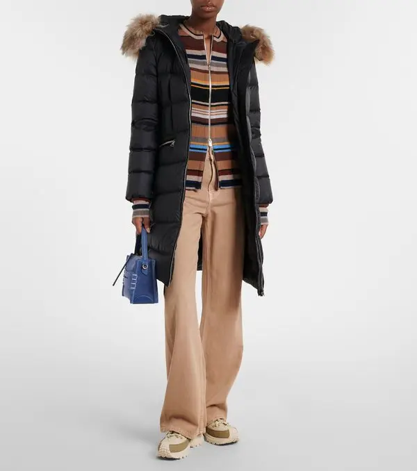Moncler Boedic Shearling-trimmed Down Coat