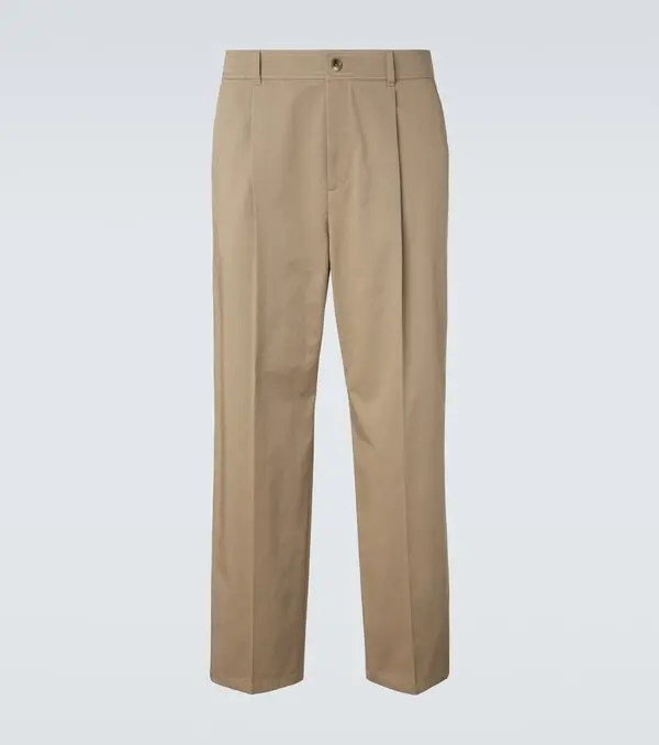 Valentino Garavani Cotton Straight Leg Trousers - Beige