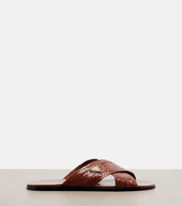 Prada Woven Leather Slides
