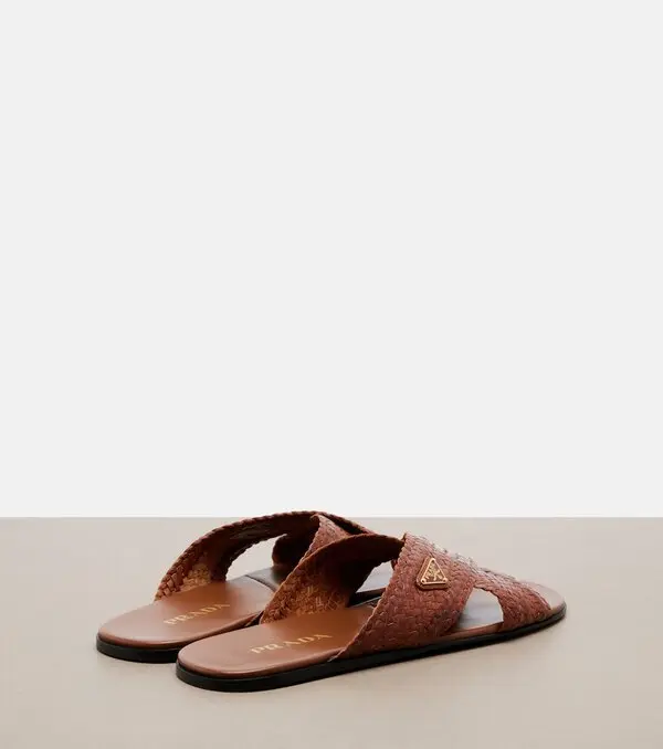 Prada Woven Leather Slides