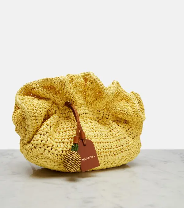 AQUAZZURA Paradise Raffia Clutch