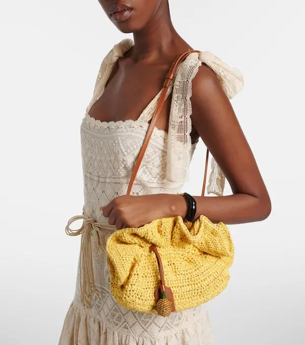 AQUAZZURA Paradise Raffia Clutch