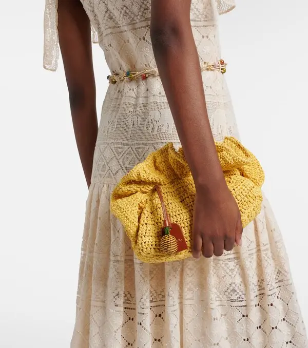 AQUAZZURA Paradise Raffia Clutch