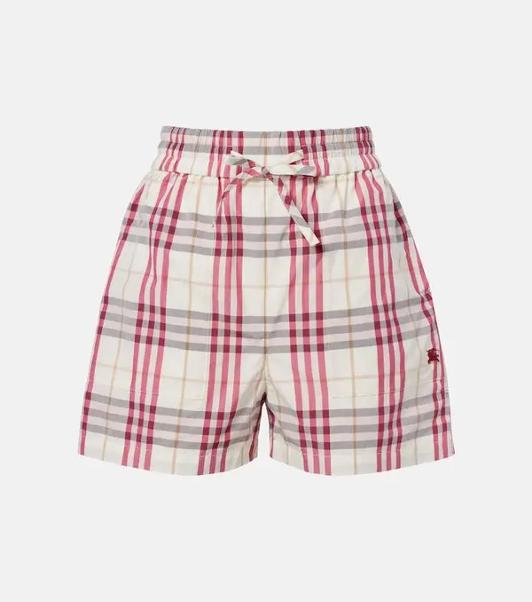Burberry Checked Cotton Shorts - White