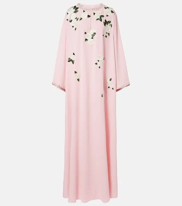 Carolina Herrera Embroidered Floral Kaftan - Pink