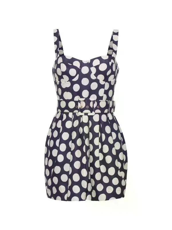 Cara Cara Etna Polka-dot Linen Mini Dress - Blue