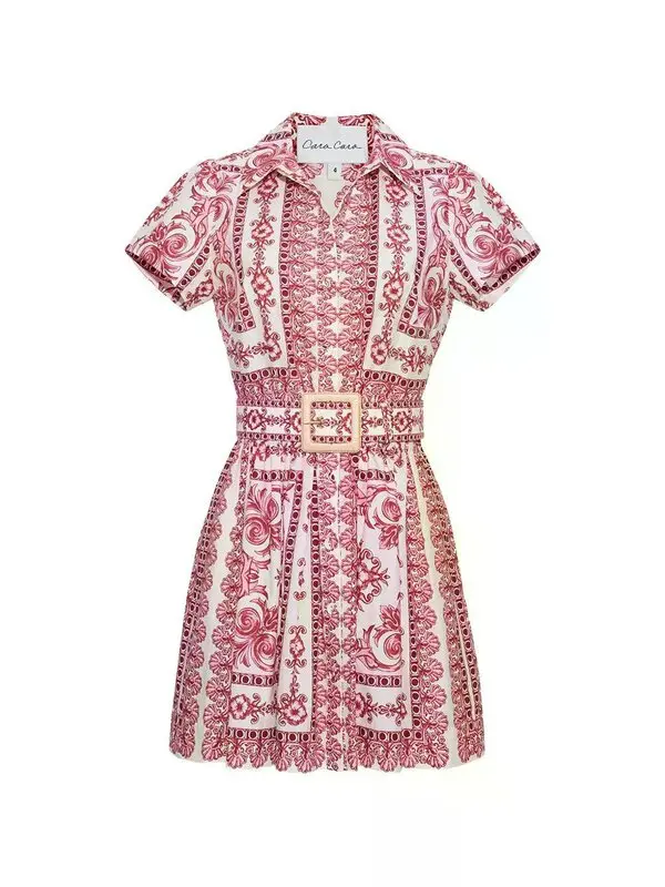 Cara Cara Noela Scarf-print Cotton Mini Dress - Red