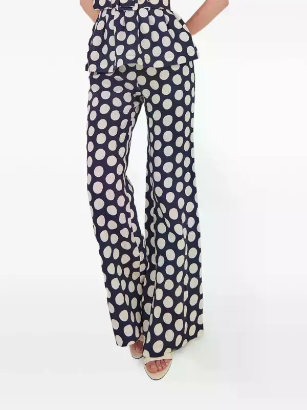 Cara Cara Sunflower Polka-dot Linen Trousers - Blue