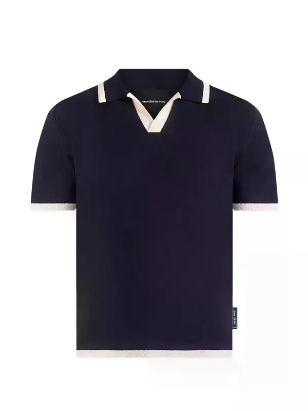 Manière De Voir Lambert Contrast Detail Knit Polo Shirt - Blue