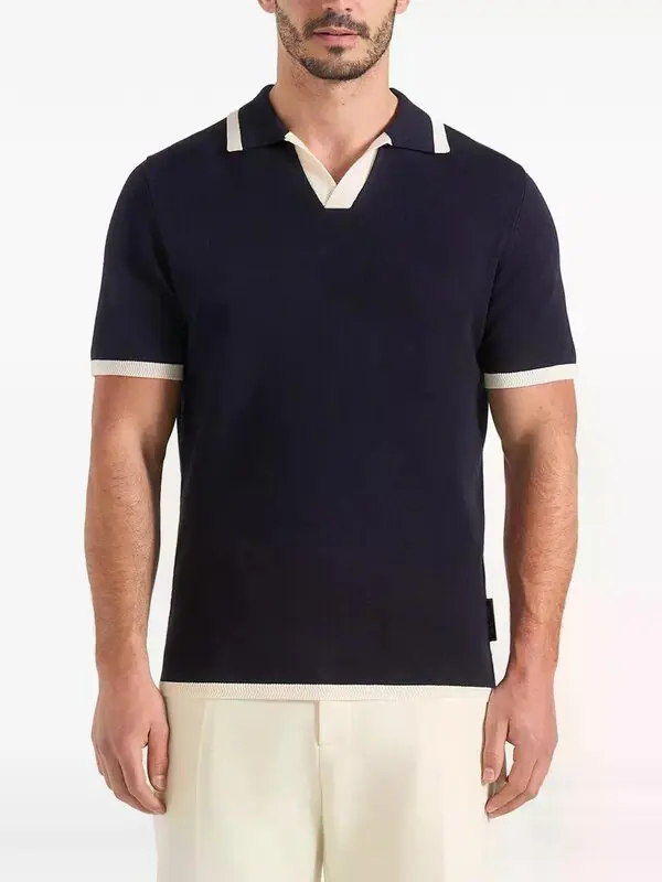Manière De Voir Lambert Contrast Detail Knit Polo Shirt - Blue
