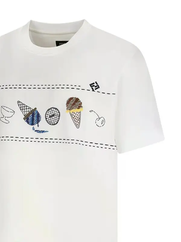 Fendi Ice Cream-embroidered T-shirt