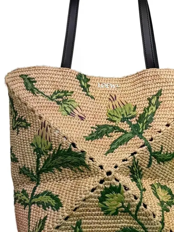 Loewe Artichoke-embroidered Raffia Tote Bag - Neutrals