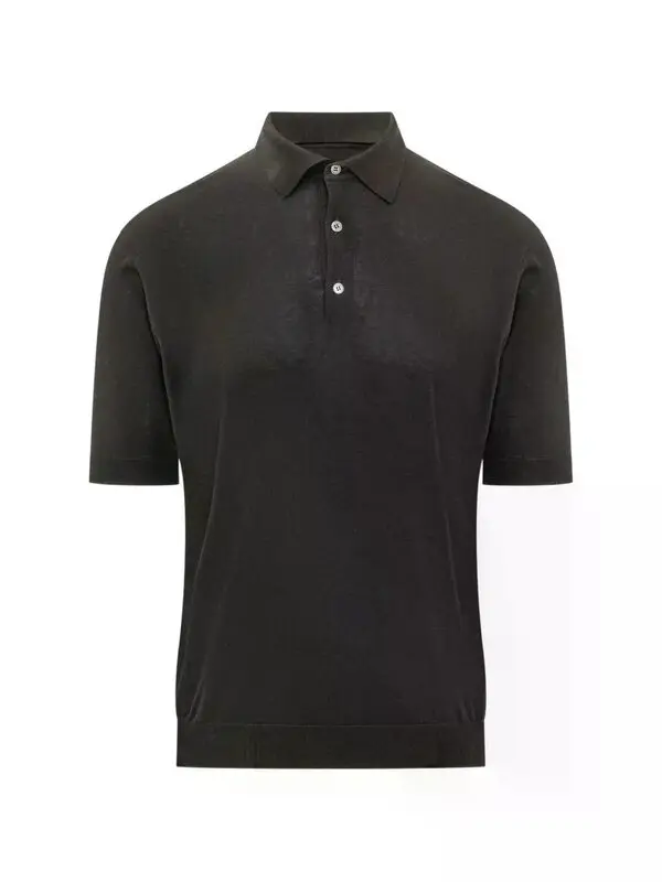 FILIPPO DE LAURENTIIS Short-sleeve Silk Polo Shirt - Black