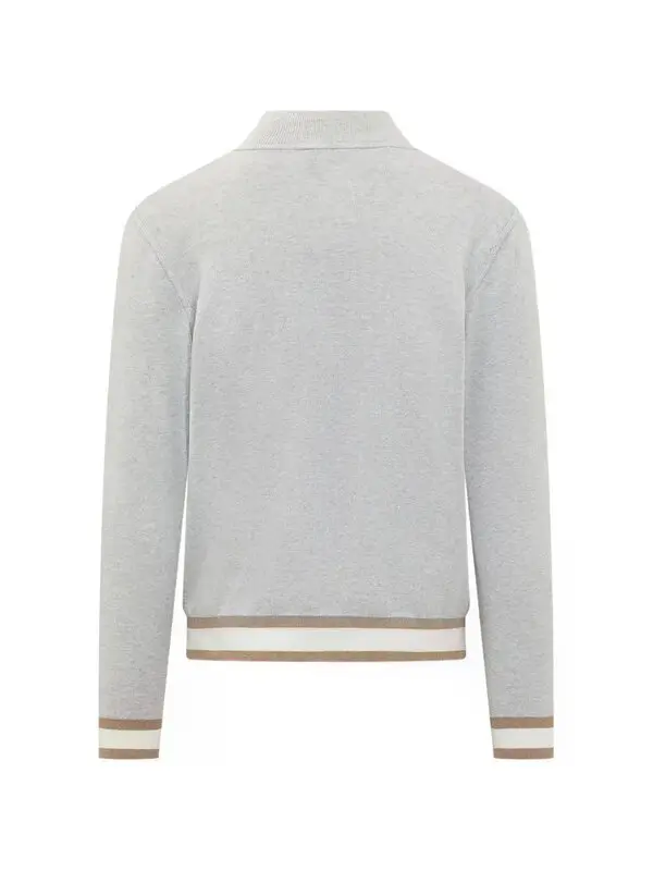FILIPPO DE LAURENTIIS Striped Trim Zip-up Bomber Jacket