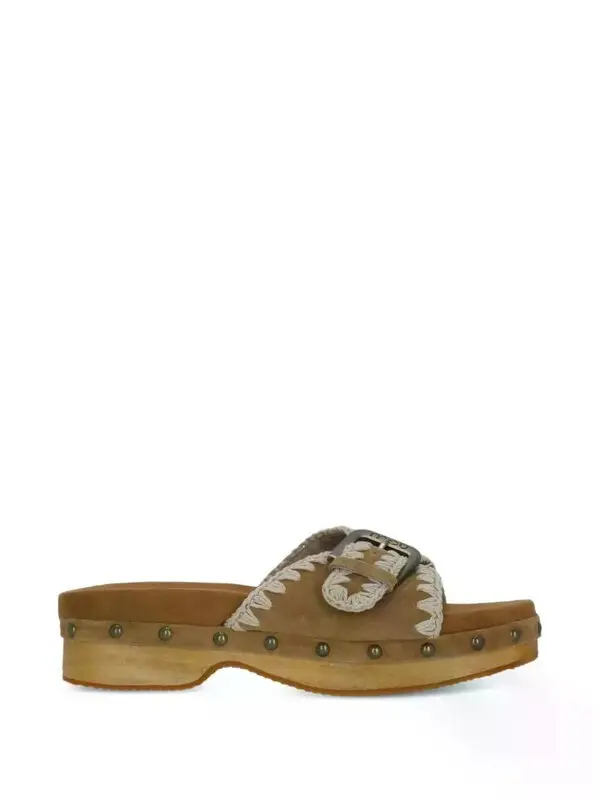 Mou Stud-embellished Crochet-trim Sandals