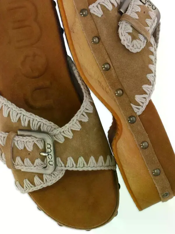 Mou Stud-embellished Crochet-trim Sandals