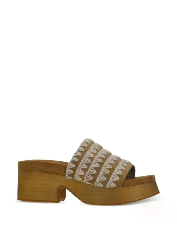 Mou Crochet-knit Platform Sandals - Brown